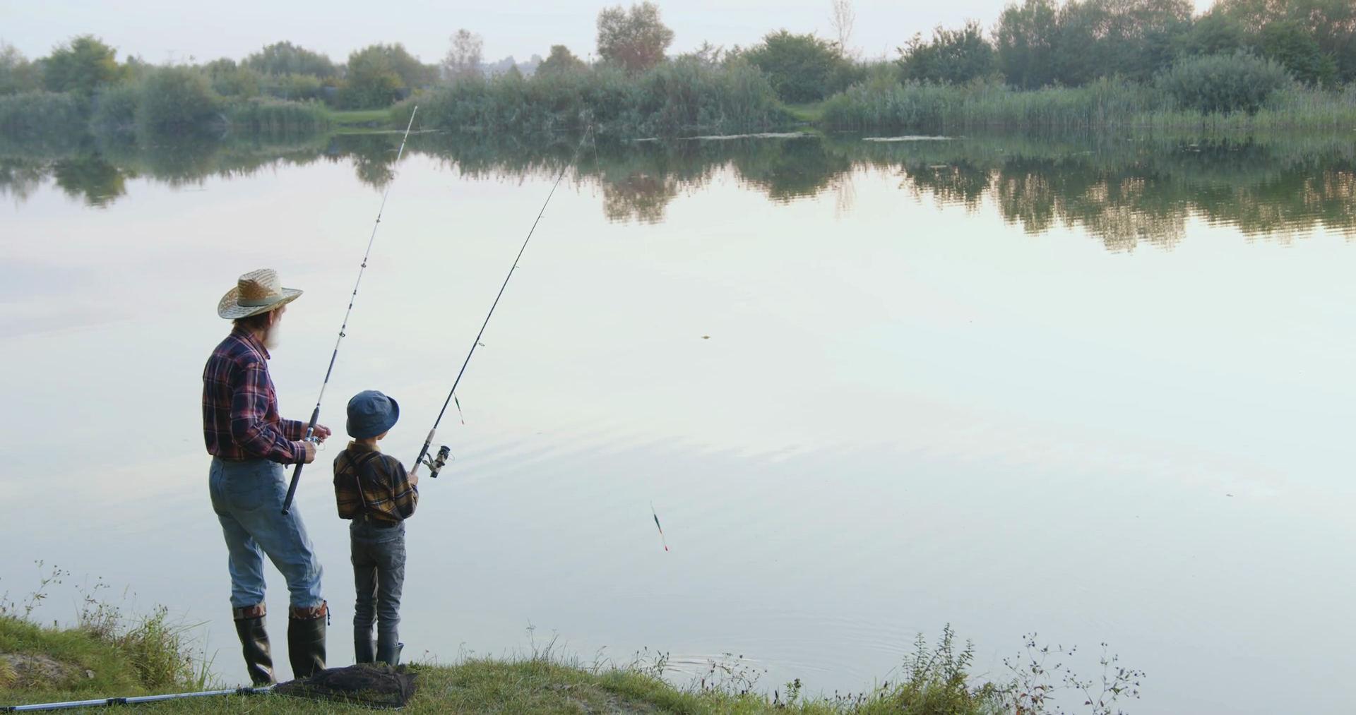 Old Grandpa With Well-groomed Beard Fishing Stock Footage SBV-348841387 ...