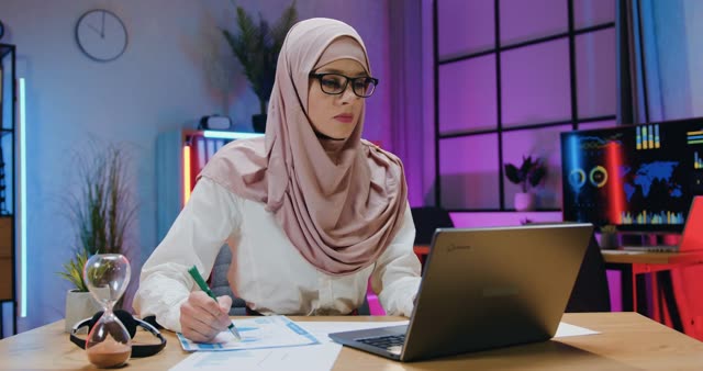 Hijab Woman Computer Stock Footage: Royalty-Free Video Clips - Storyblocks