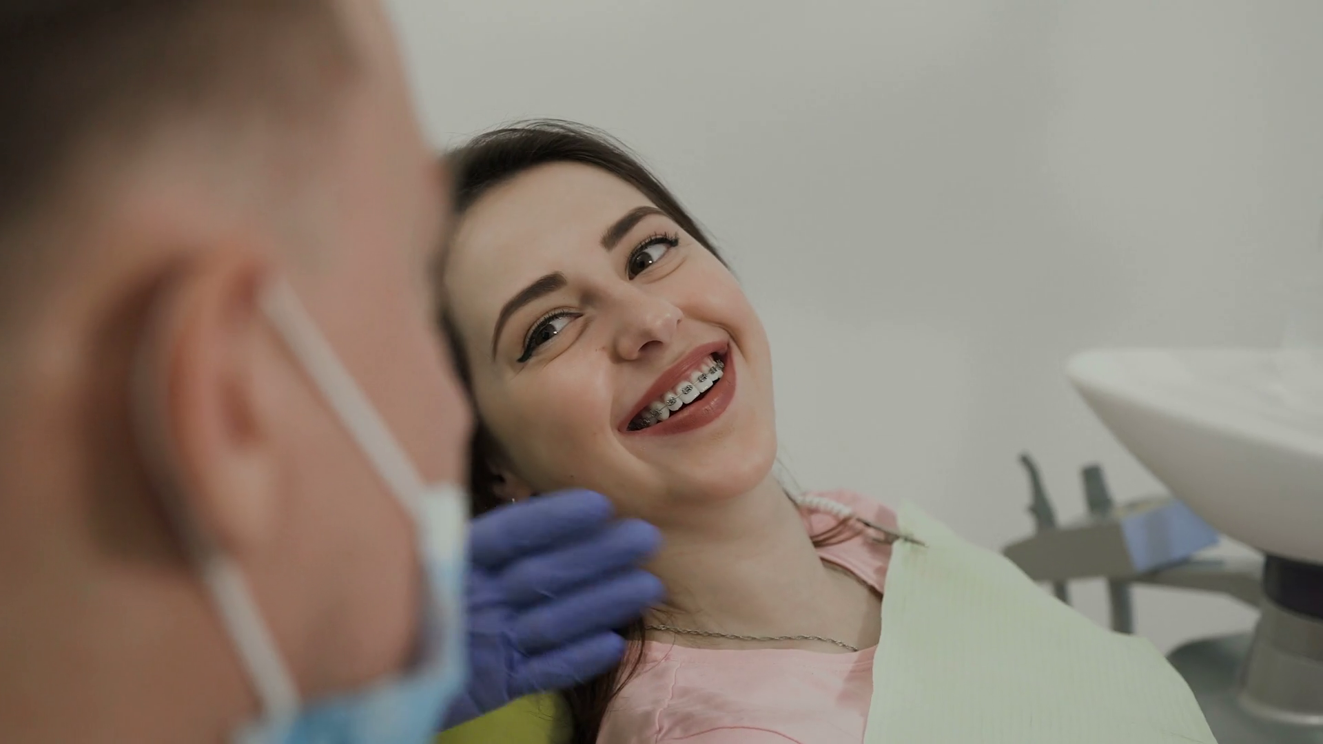 A Woman Smiling At Dentist Work Of Dentist Stock Footage SBV-318799502 ...
