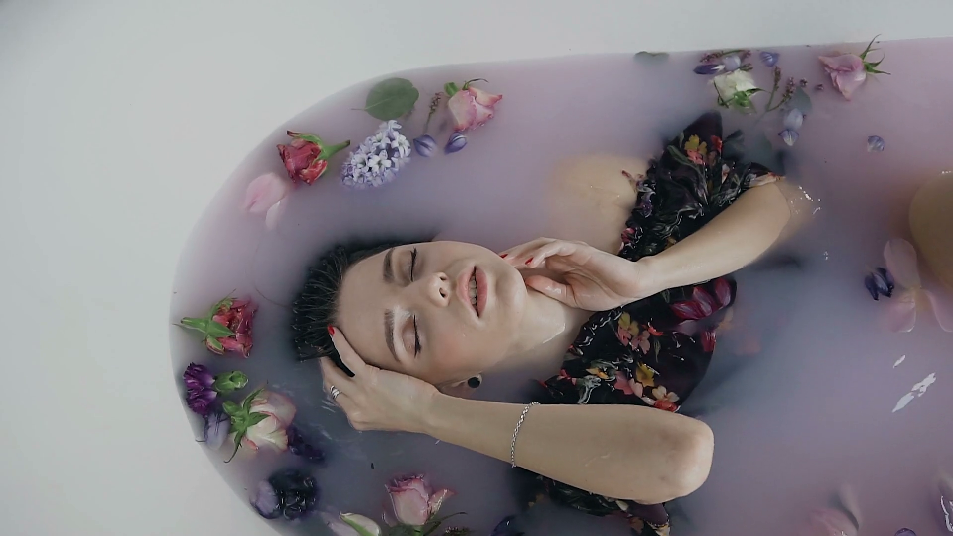 Fashion Model In Flower-filled Milk Bath Spa Stock Footage SBV ...