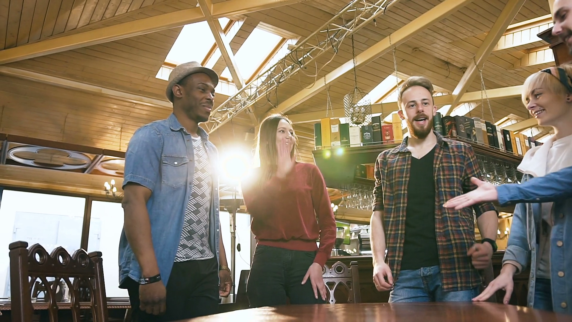 Bottom View Of Five Happy Hipster Friends Stock Footage SBV-335410372 ...