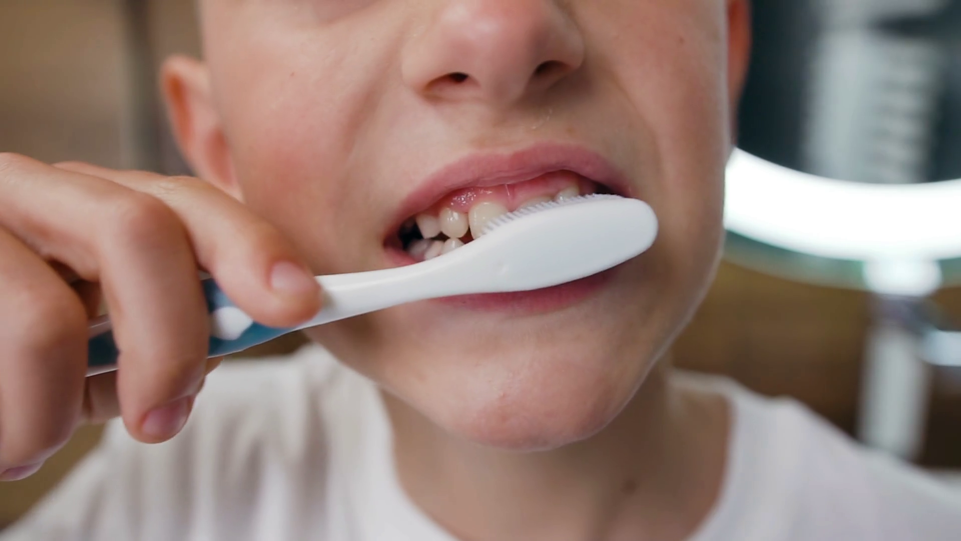 Funny Handsome Teen Boy Brushing Teeth Using Stock Footage SBV ...