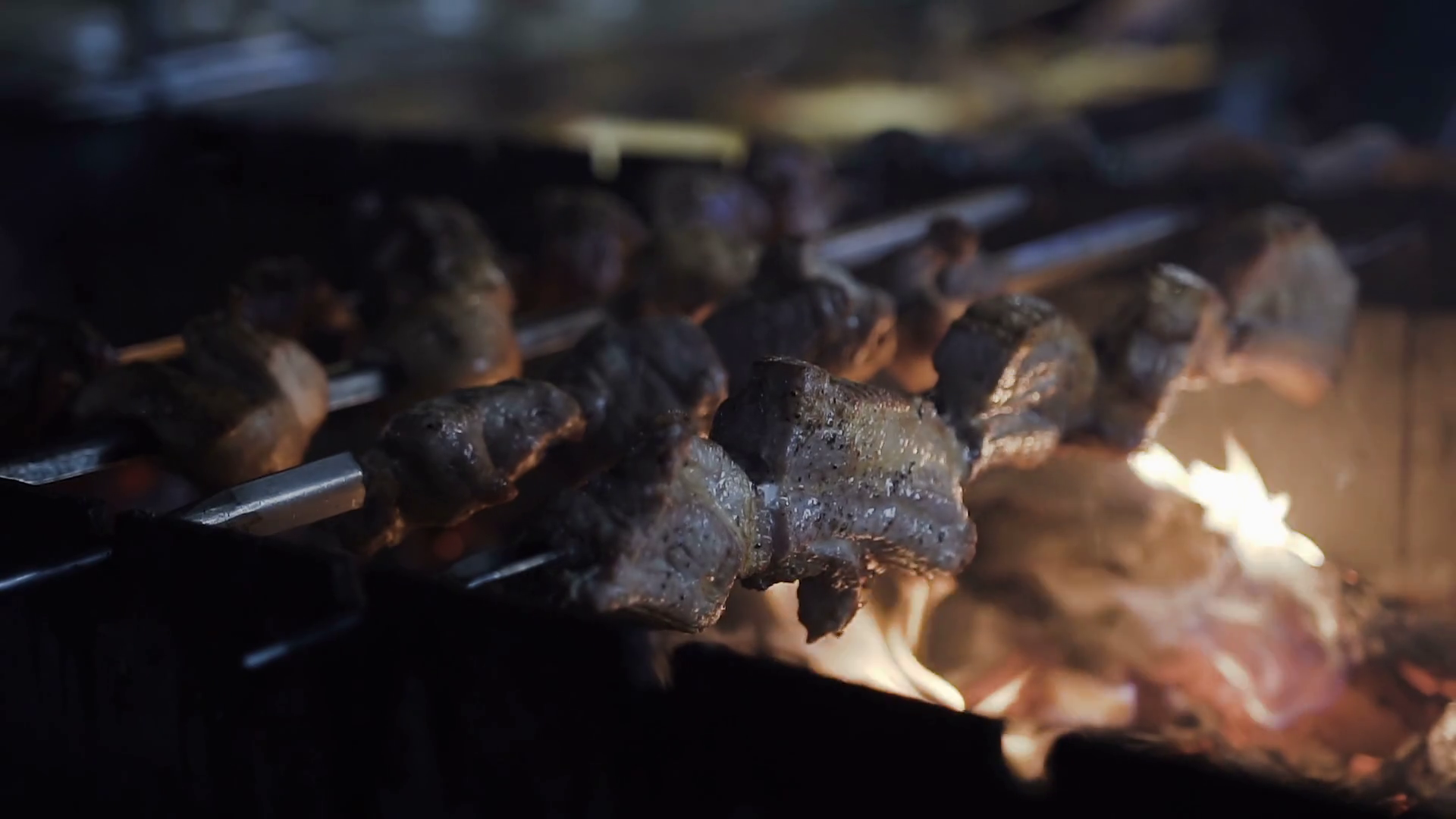 Grilled Shish Kebab On Metal Skewer With Stock Footage SBV-318602501 ...