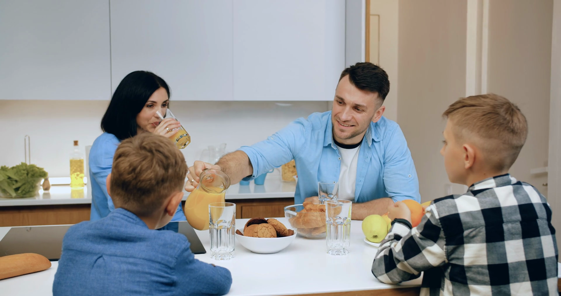 Happy Good-looking Friendly Family Sitting Stock Footage SBV-338715064 ...