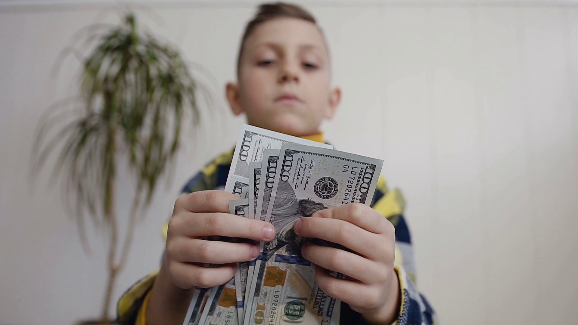 Child Counting American Currency: Cute Boy Stock Footage SBV-321854339 ...
