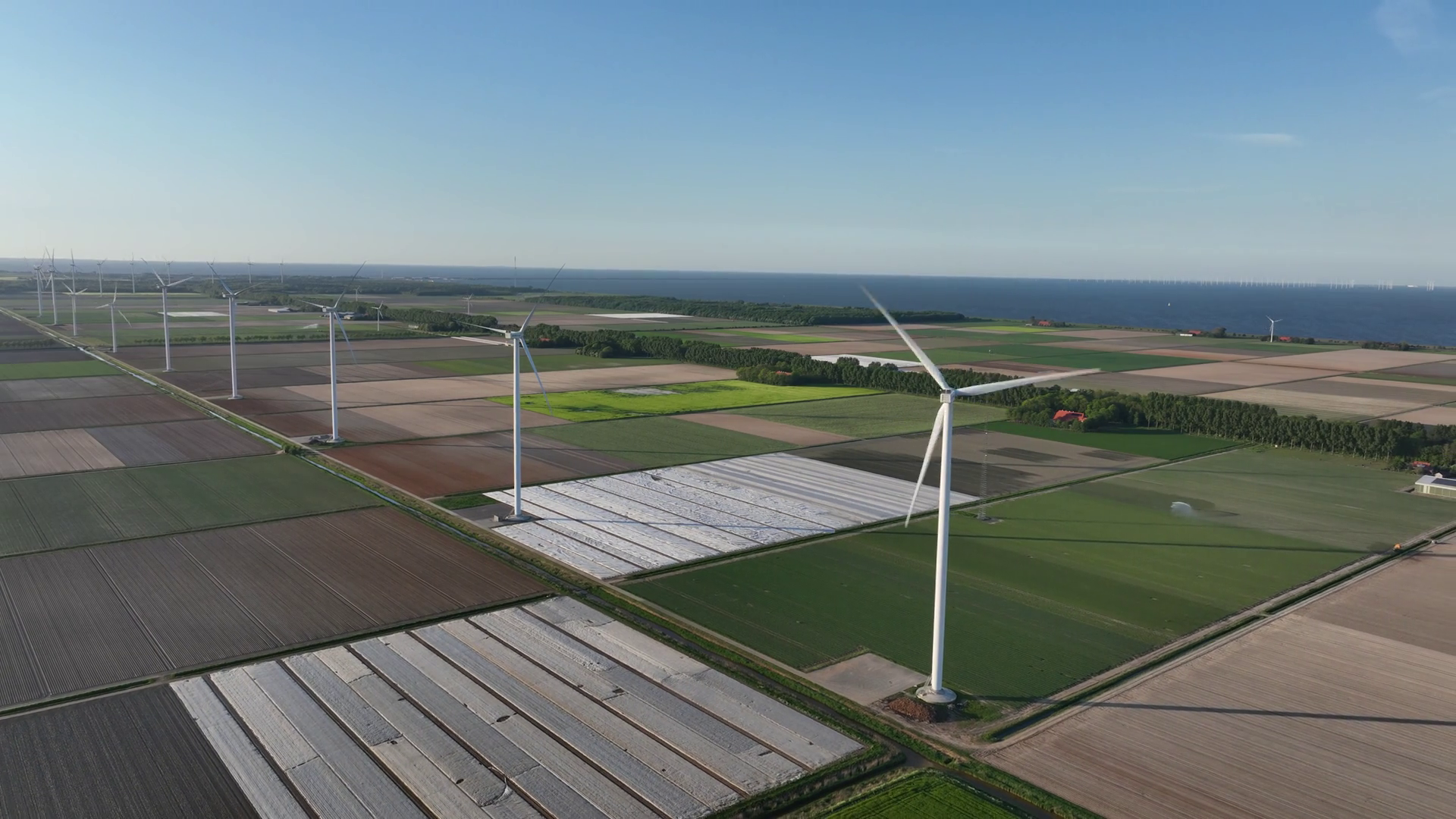 Wind Turbines In Symmetrical Agricultural Stock Footage SBV-352241319 ...