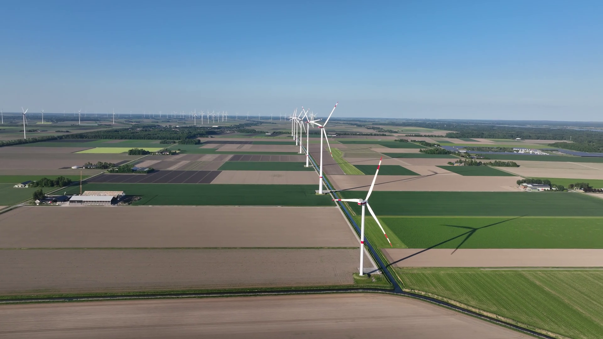 Wind Turbines In Flevopolder Symmetrical Stock Footage SBV-352241228 ...