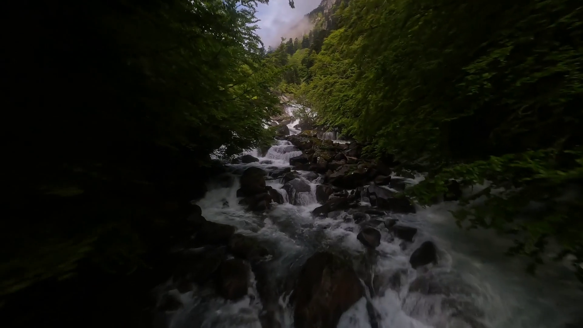 Fpv Flying Over Mountain Waterfall Green Stock Footage SBV-347727517 ...