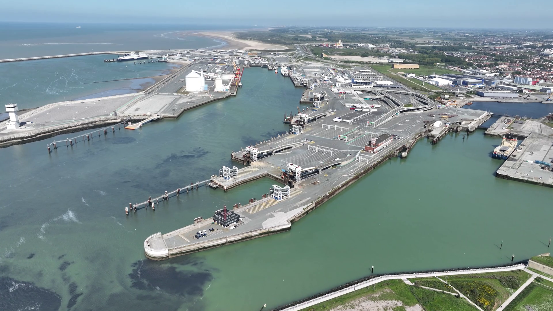 Aerial Drone View Of Port Of Calais Ferry Stock Footage SBV 348511701