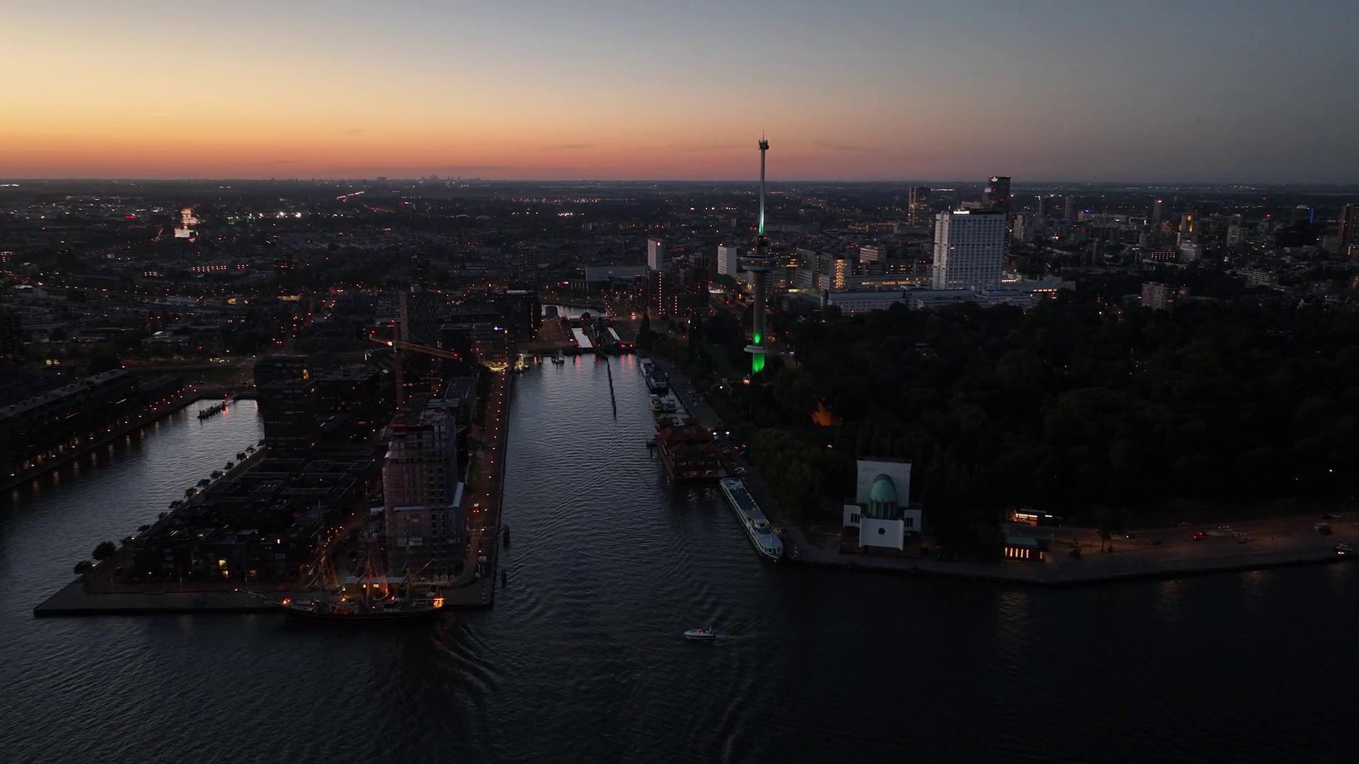 Aerial Drone View Of Skyline Of Rotterdam At Stock Footage SBV ...