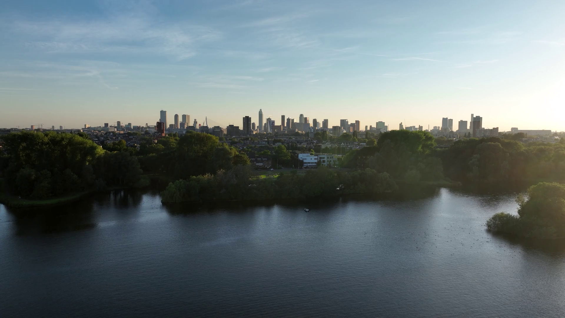 Revealing Aerial Of Rotterdam Skyline In Stock Footage SBV-348493309 ...