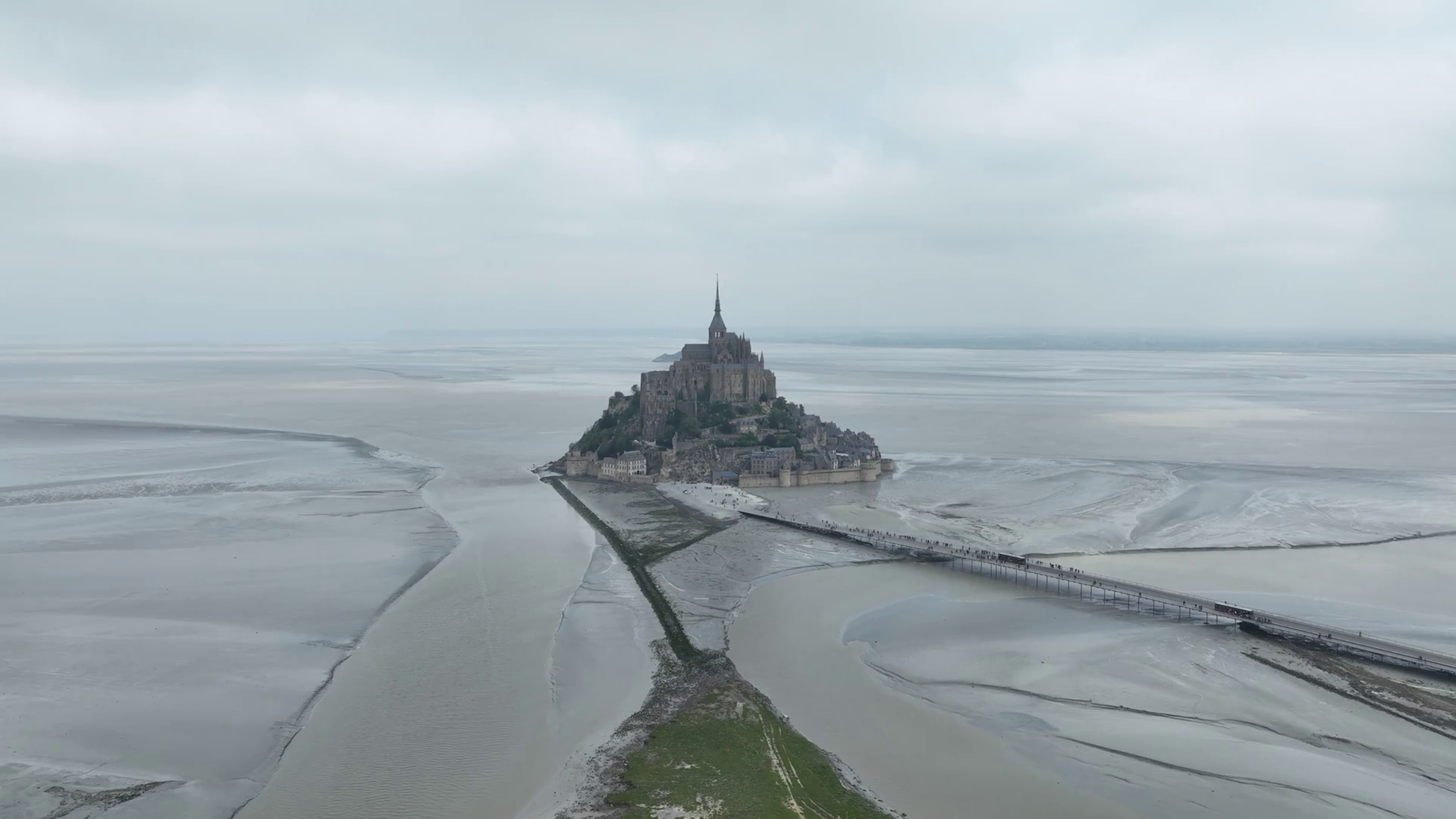 Aerial Drone View Of Le Mont Saint Michel Stock Footage SBV-348664293 ...