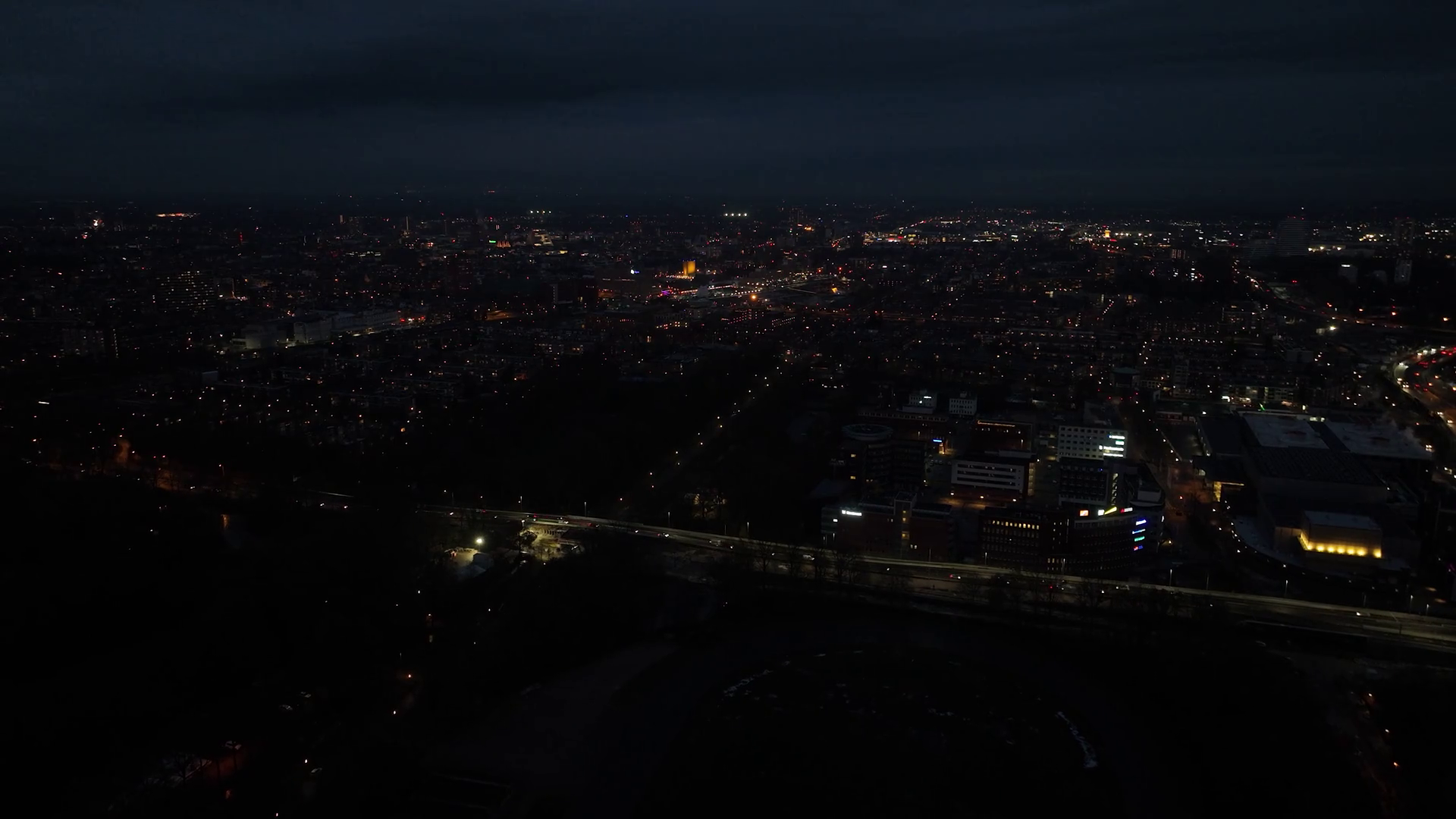 Aerial Drone Night Time View Of City Of Stock Footage SBV-348736120 ...