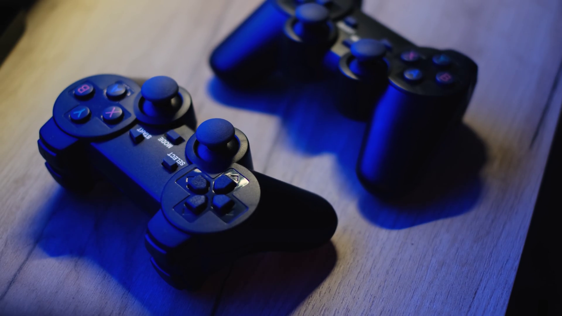 Joysticks From Game Console On Table In Neon Stock Footage SBV ...