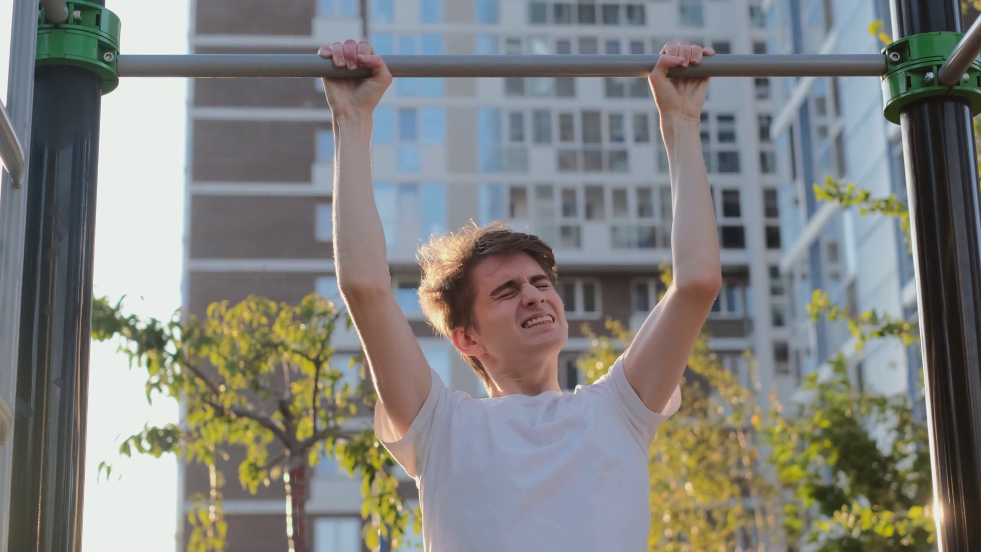 Portrait Of Young Weak Guy Unable To Do Stock Footage SBV-349169303 ...