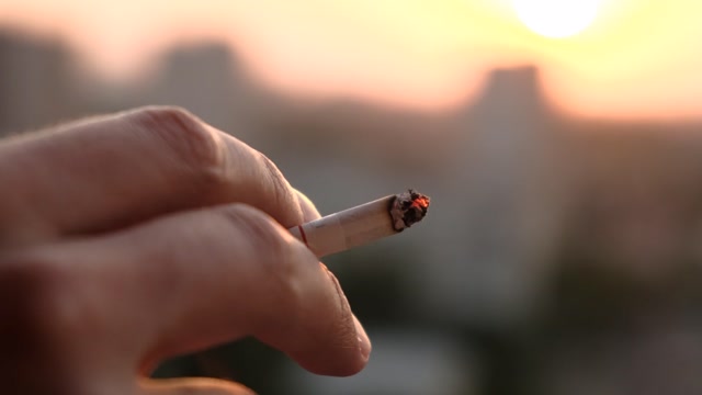 Beautiful Woman Smoking A Cigarette Close Up Stock Footage: Royalty ...