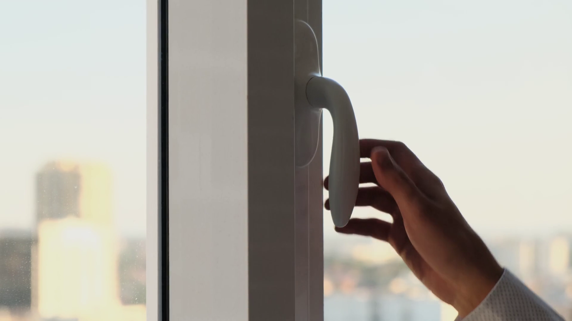 A Man's Hand Opens Window Airing In Clinic Stock Footage SBV-347192508 ...