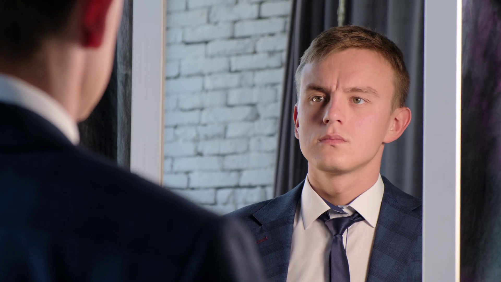 A Man In Business Suit Looking At In Mirror Stock Footage SBV-346677119 ...