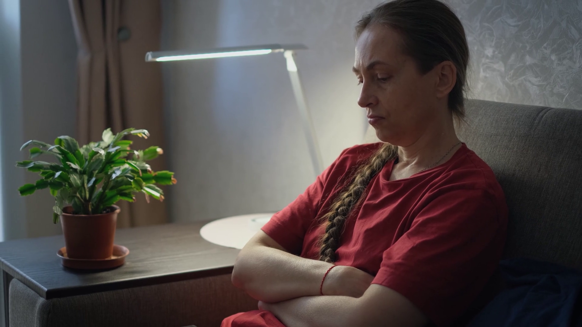 Depressed Sad Woman Sitting On Sofa At Home Stock Footage SBV-347568246 ...