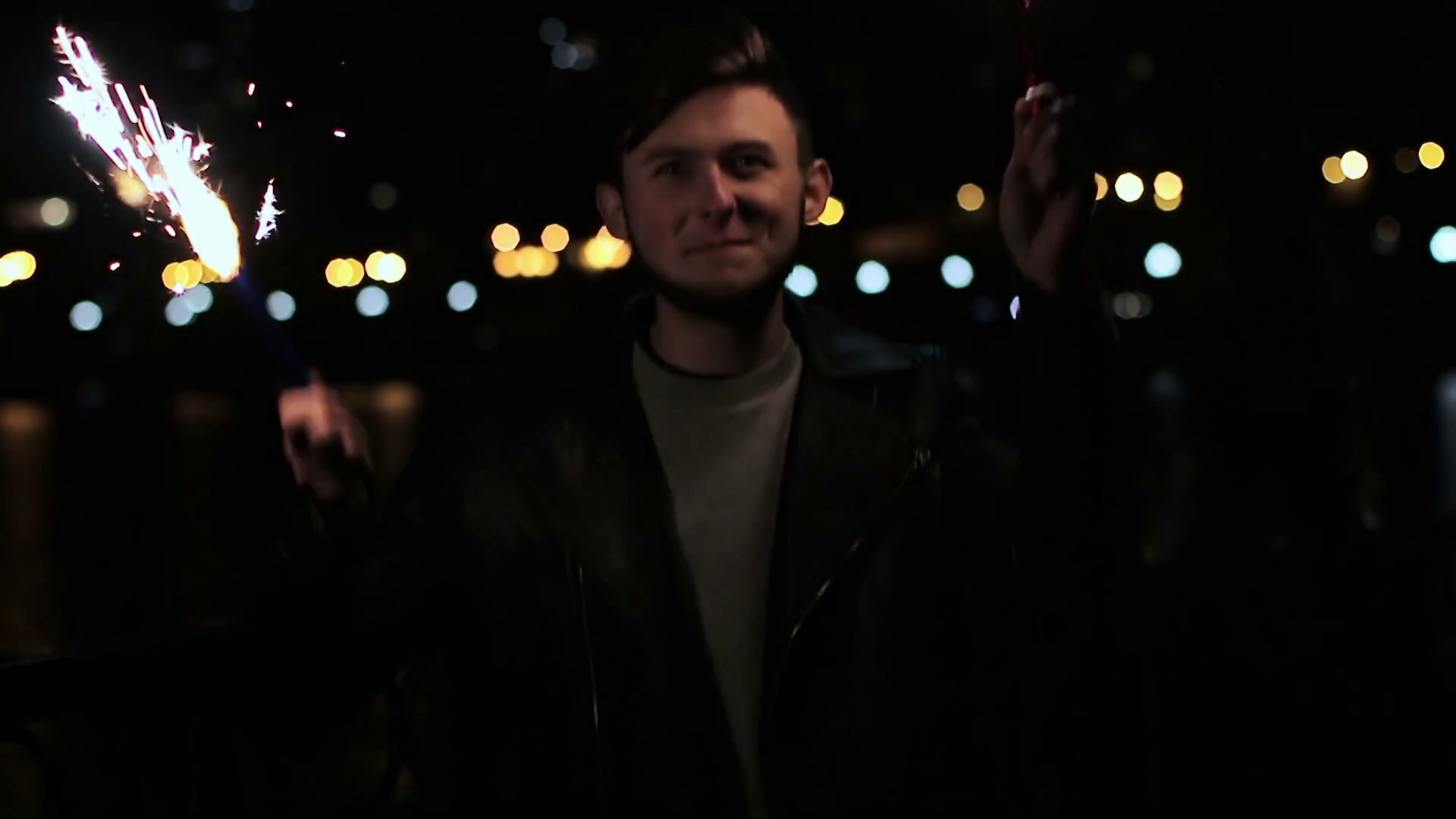 A Cheerful Young Guy With Fireworks In Hands Stock Footage SBV ...