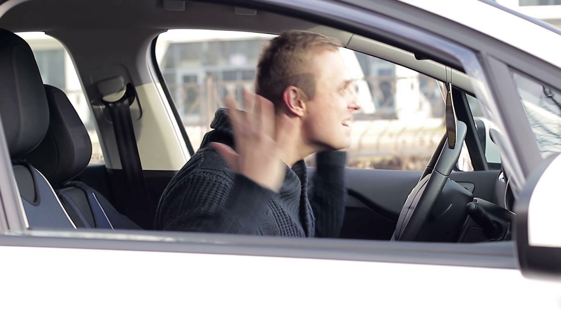 Angry driver in a traffic jam. He screams and gesticulates Stock Video ...