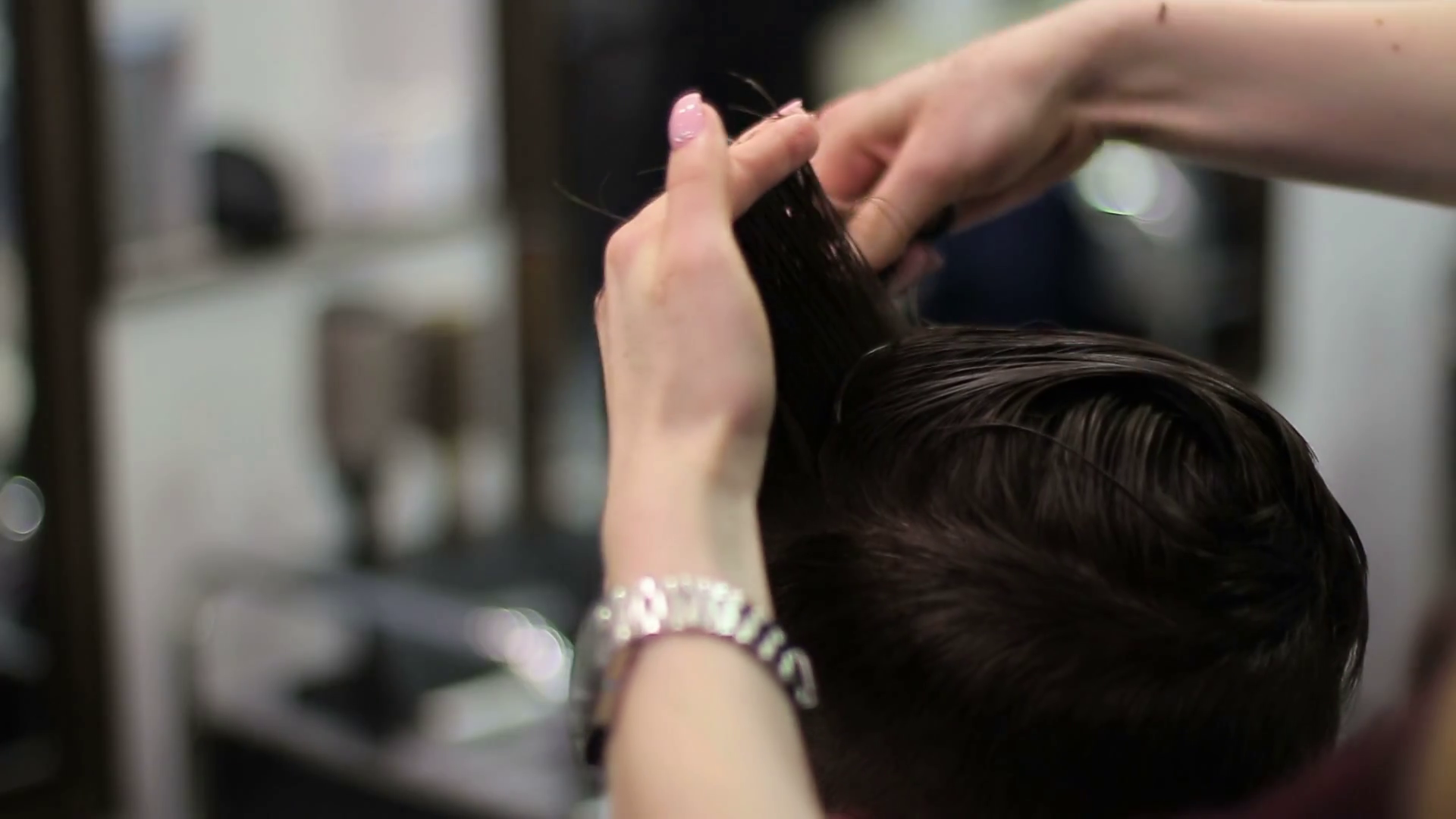 Barber Cuts Hair In Barbershop Close-up Stock Footage SBV-315255140 ...
