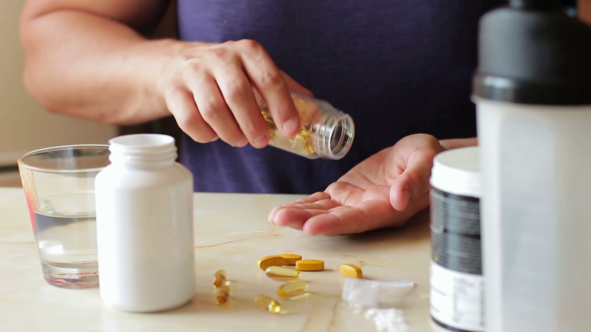 Bodybuilder Using Fish Oil Omega 3 Sports Stock Footage SBV-326017246 ...