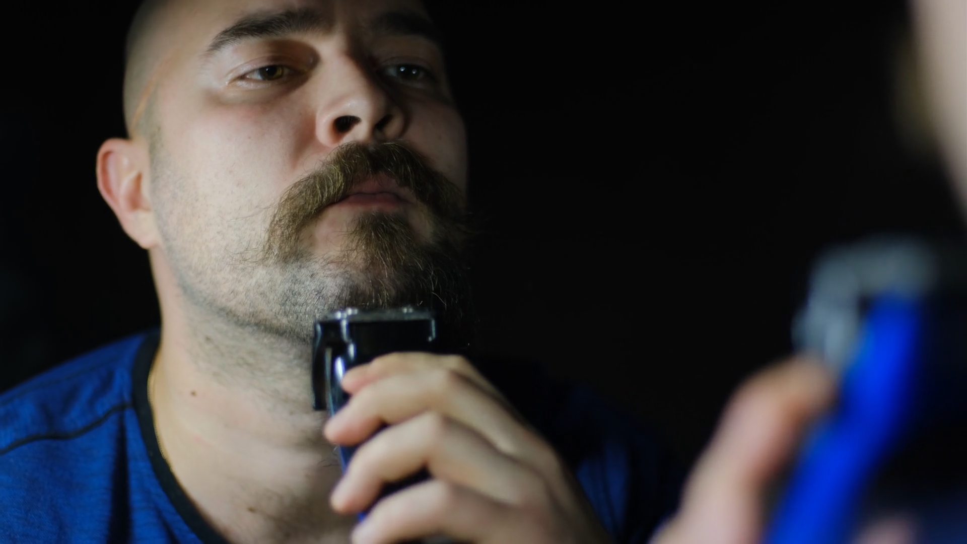 Man Shaving Off Beard Leaving Mustache Stock Footage SBV-339003882 ...
