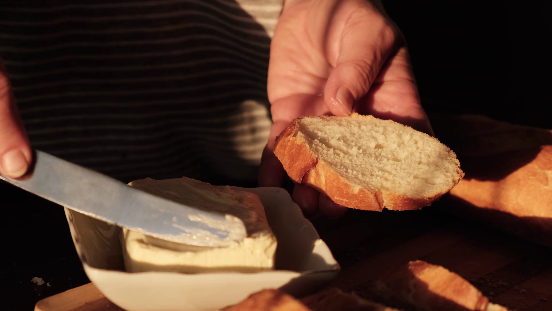 Female Hands Smear Butter On Bread Slow Stock Footage SBV-337238254 ...