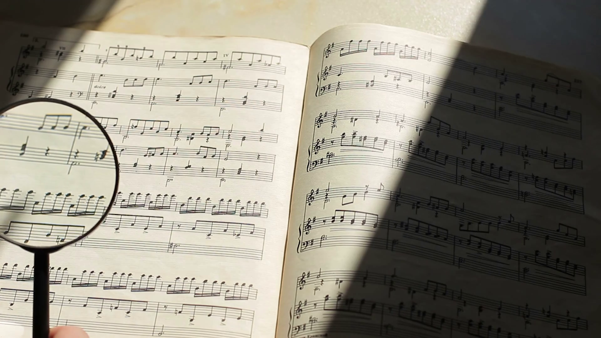 Musical Notes Hand Holds Magnifier Over Stock Footage SBV-315183611 ...