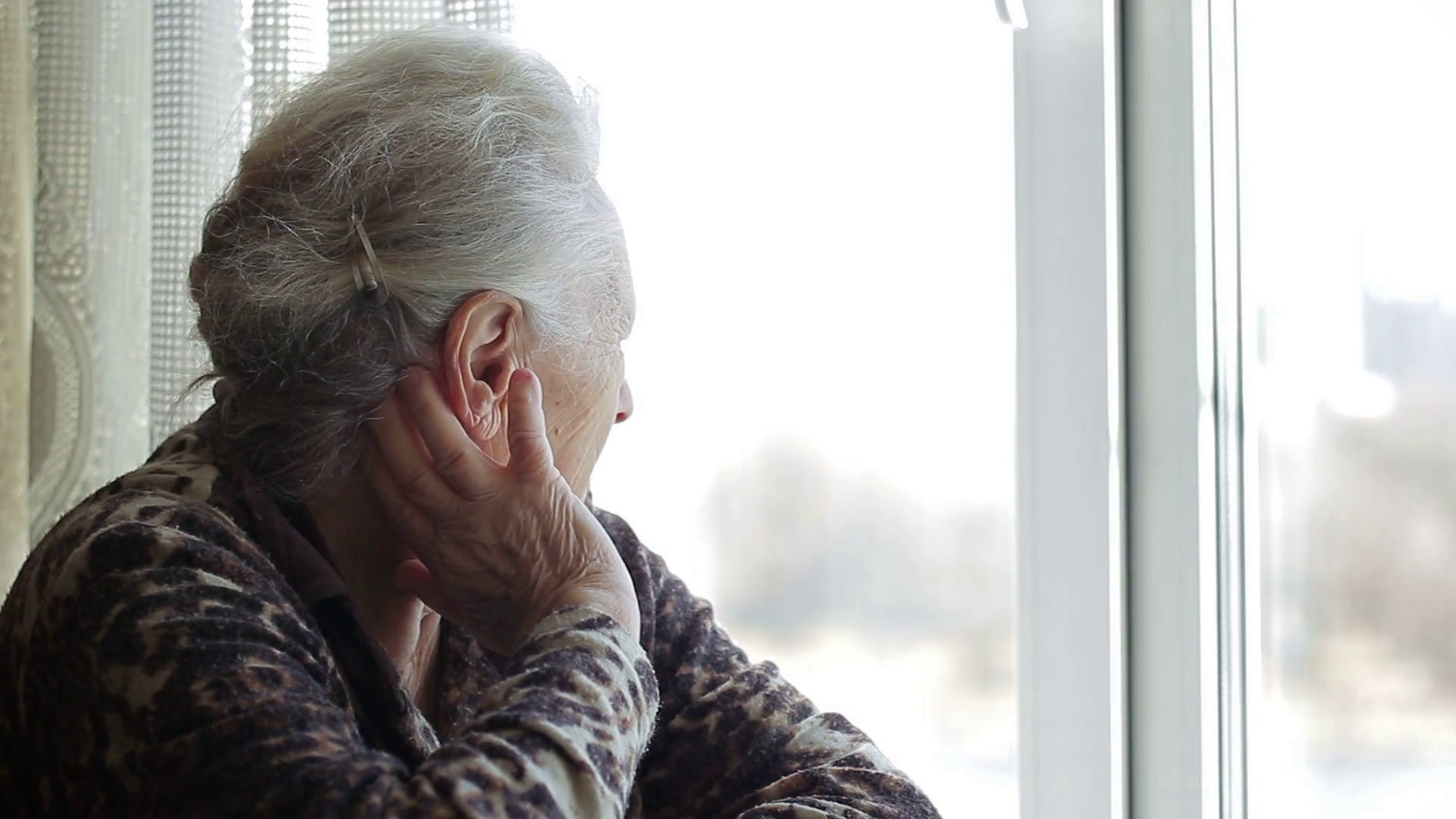 Old Lady Talking To Looking Out Window Stock Footage SBV-331220818 ...