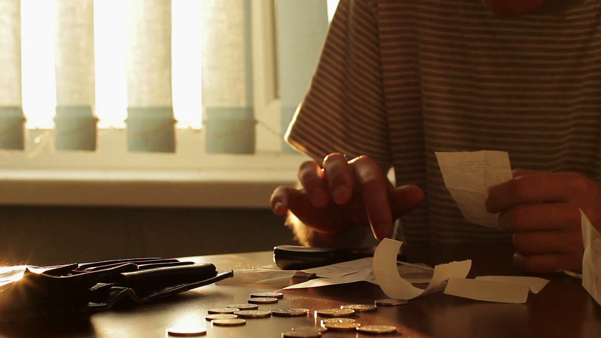 Poor Man Counting Expenses Showing Empty Stock Footage SBV-324634279 ...