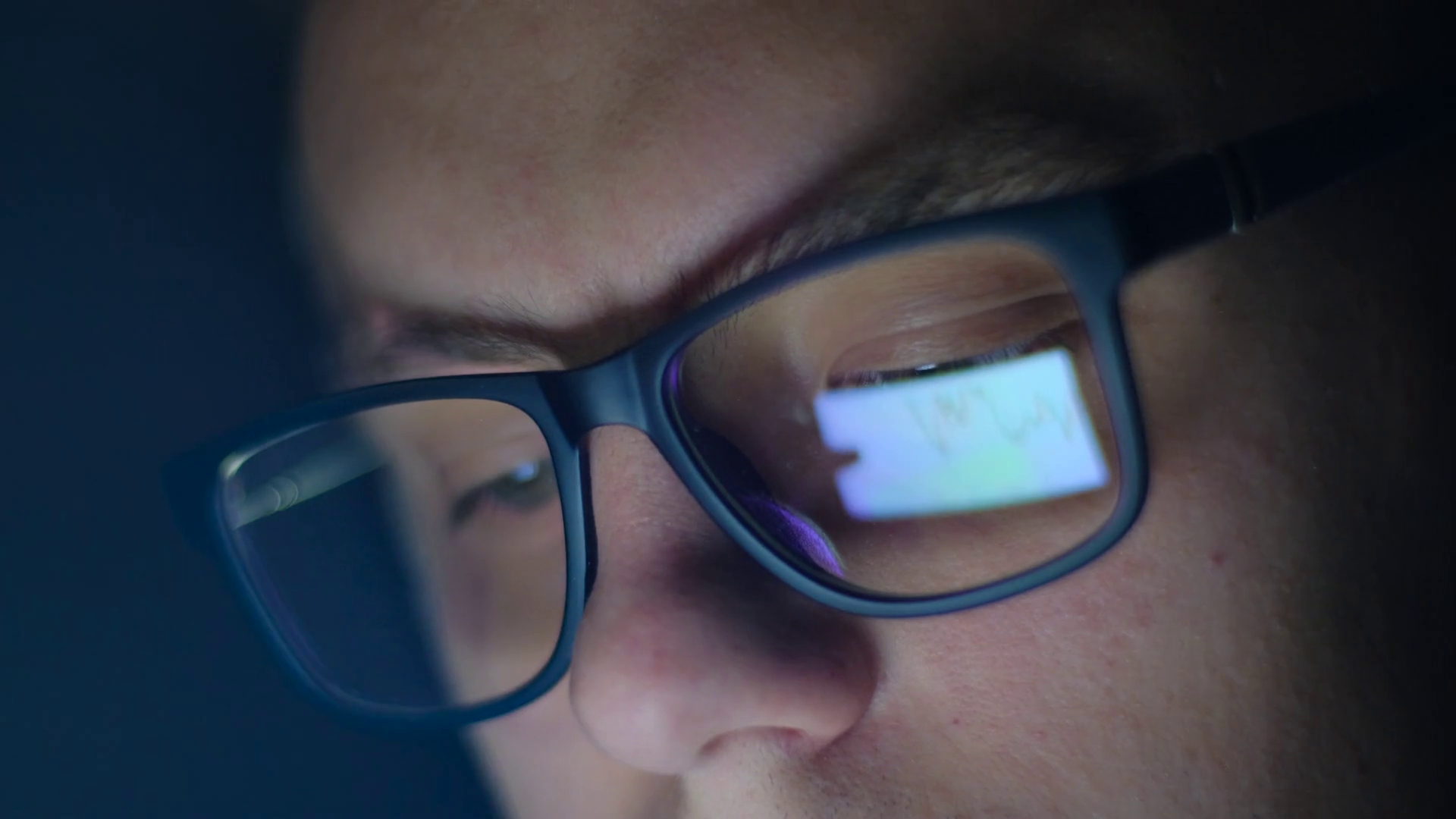 Reflection Of Smartphone Screen In Man Stock Footage SBV-337999216 ...