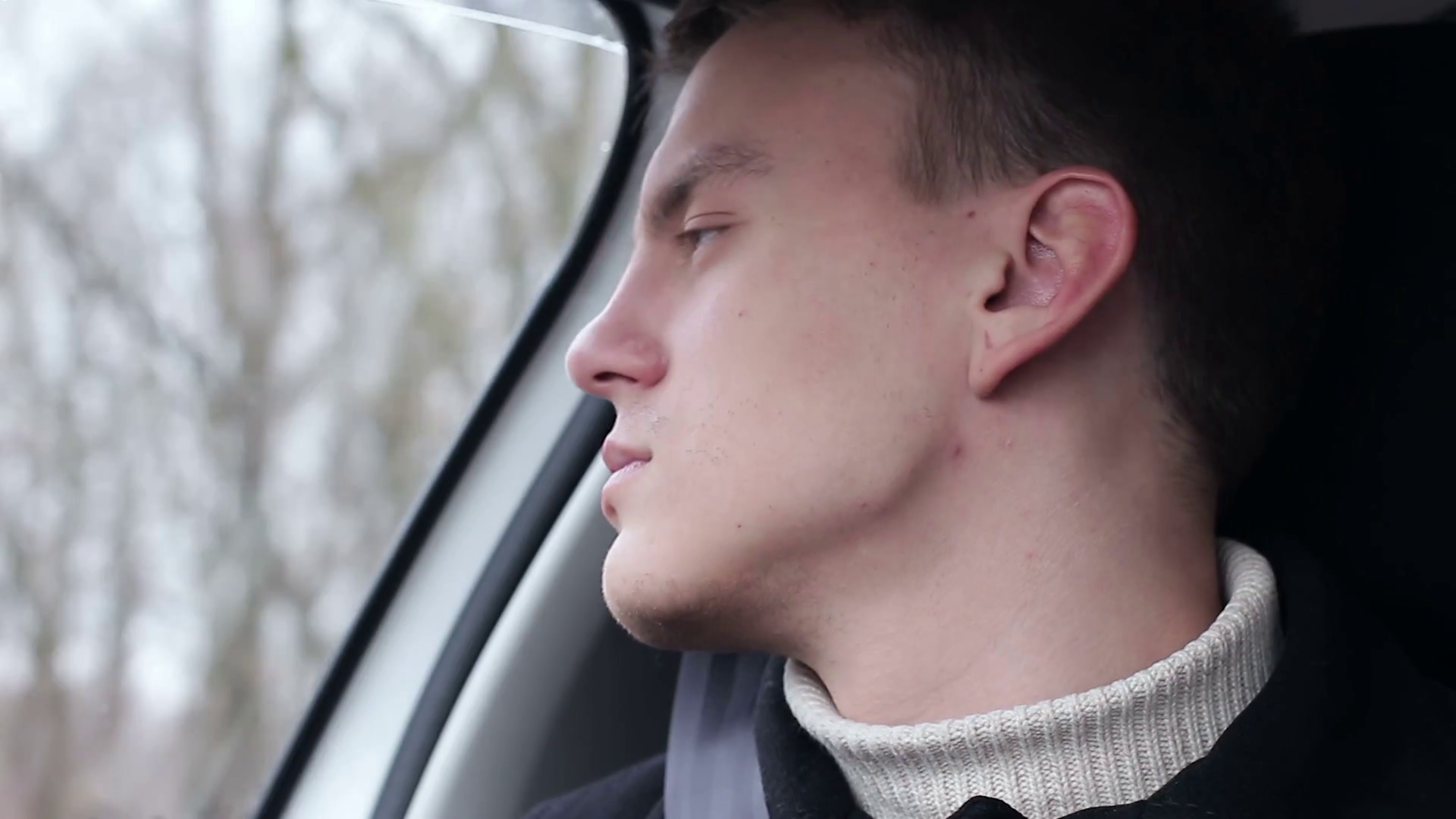 Sad Man Riding In Car Looking Out Window Stock Footage SBV-332724286 ...