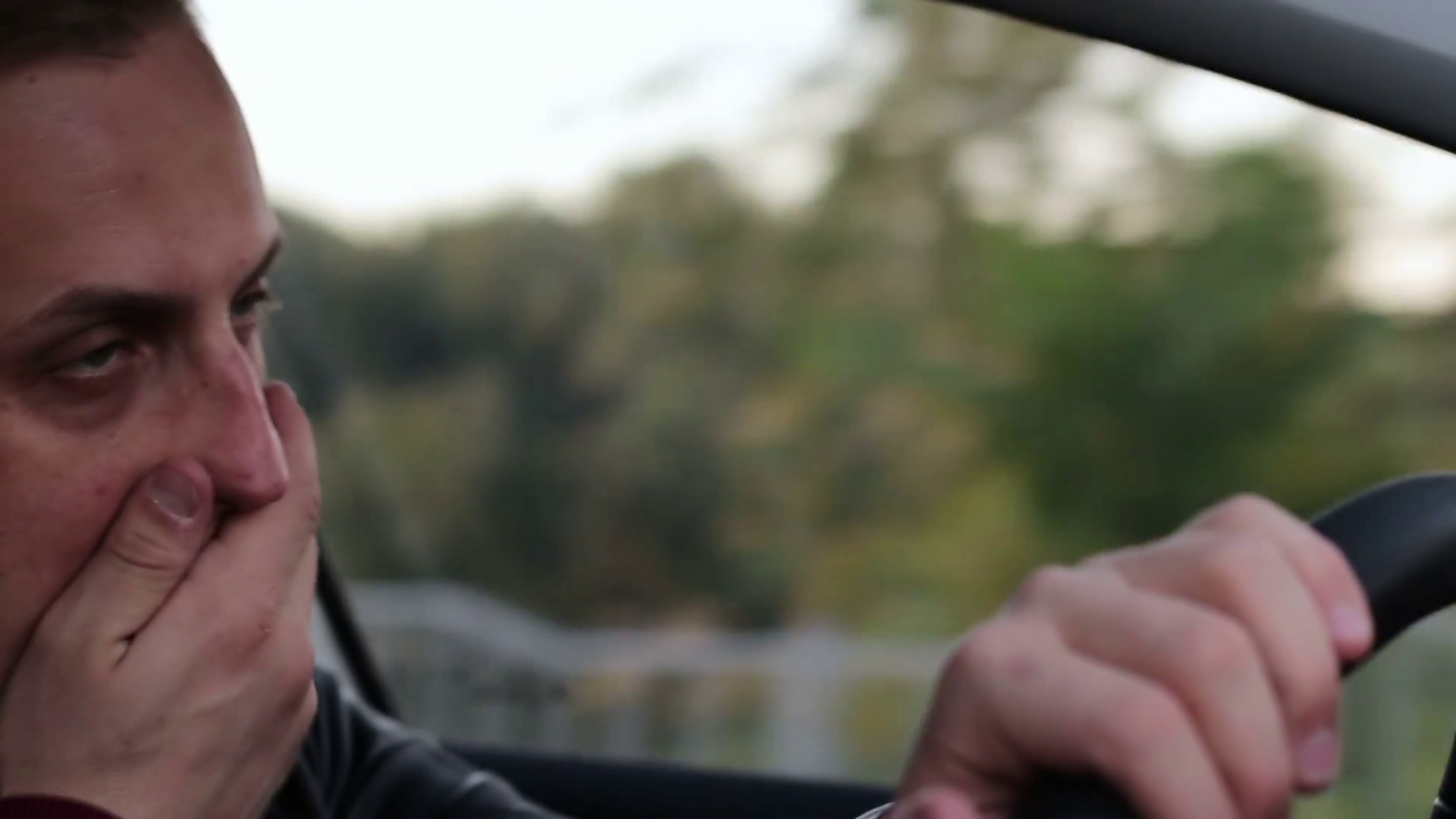 Tired Drunk Driver Falling Asleep At Wheel Stock Footage SBV-327962625 ...