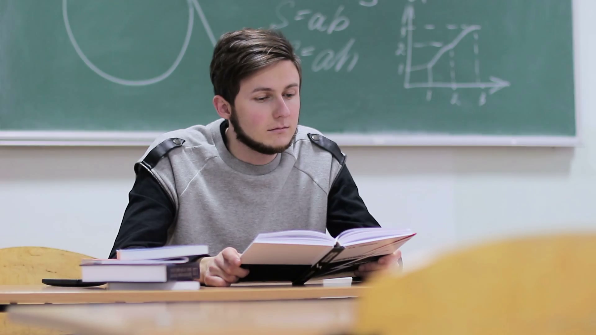 Tired Student Falling Asleep In Classroom At Stock Footage SBV ...