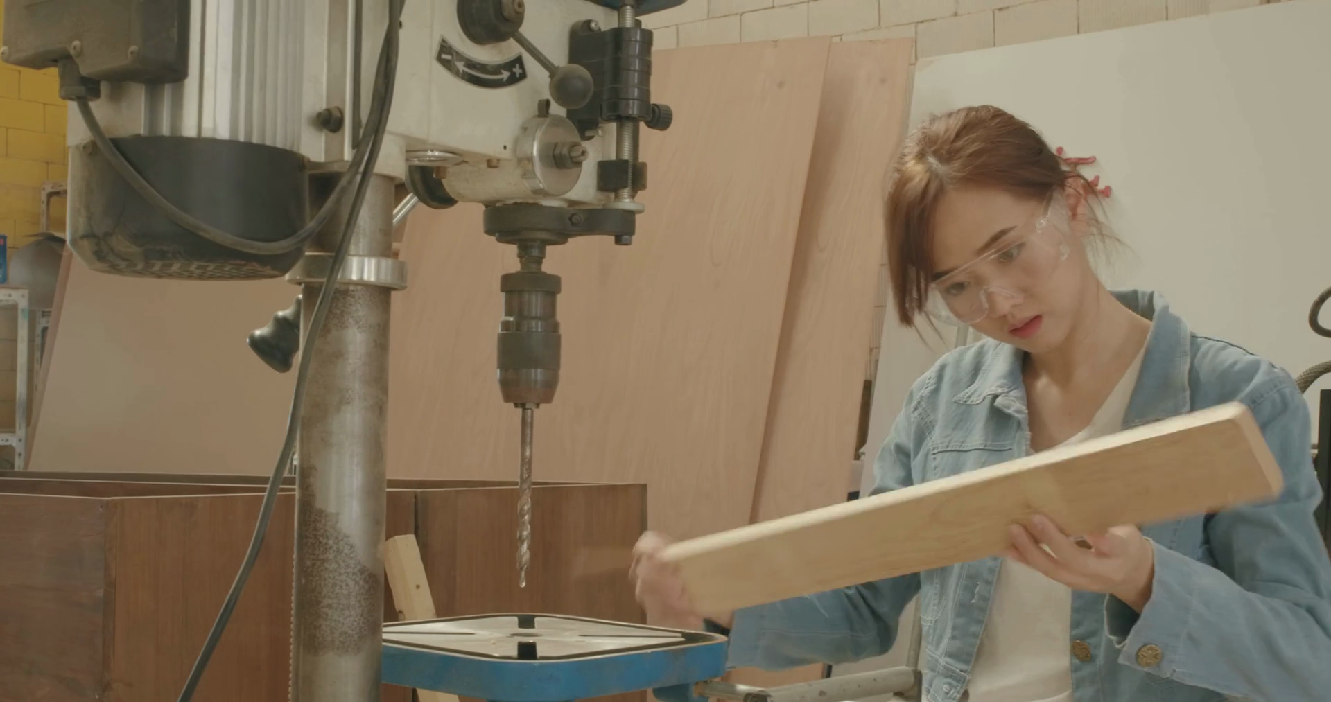 Young Asian Female Carpenter Working In Stock Footage SBV-347526638 ...