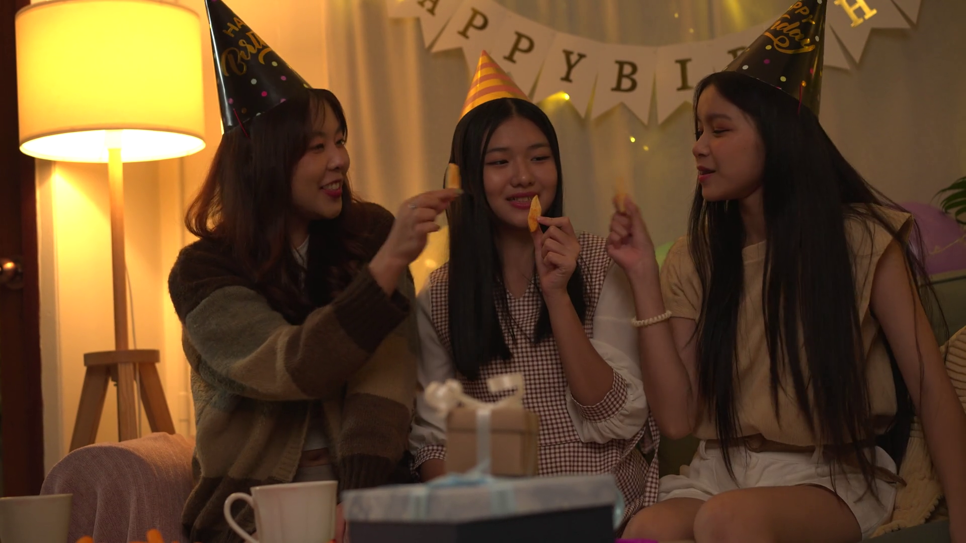 Birthday Party Celebrate With Young Friends Stock Footage SBV-349394031 ...