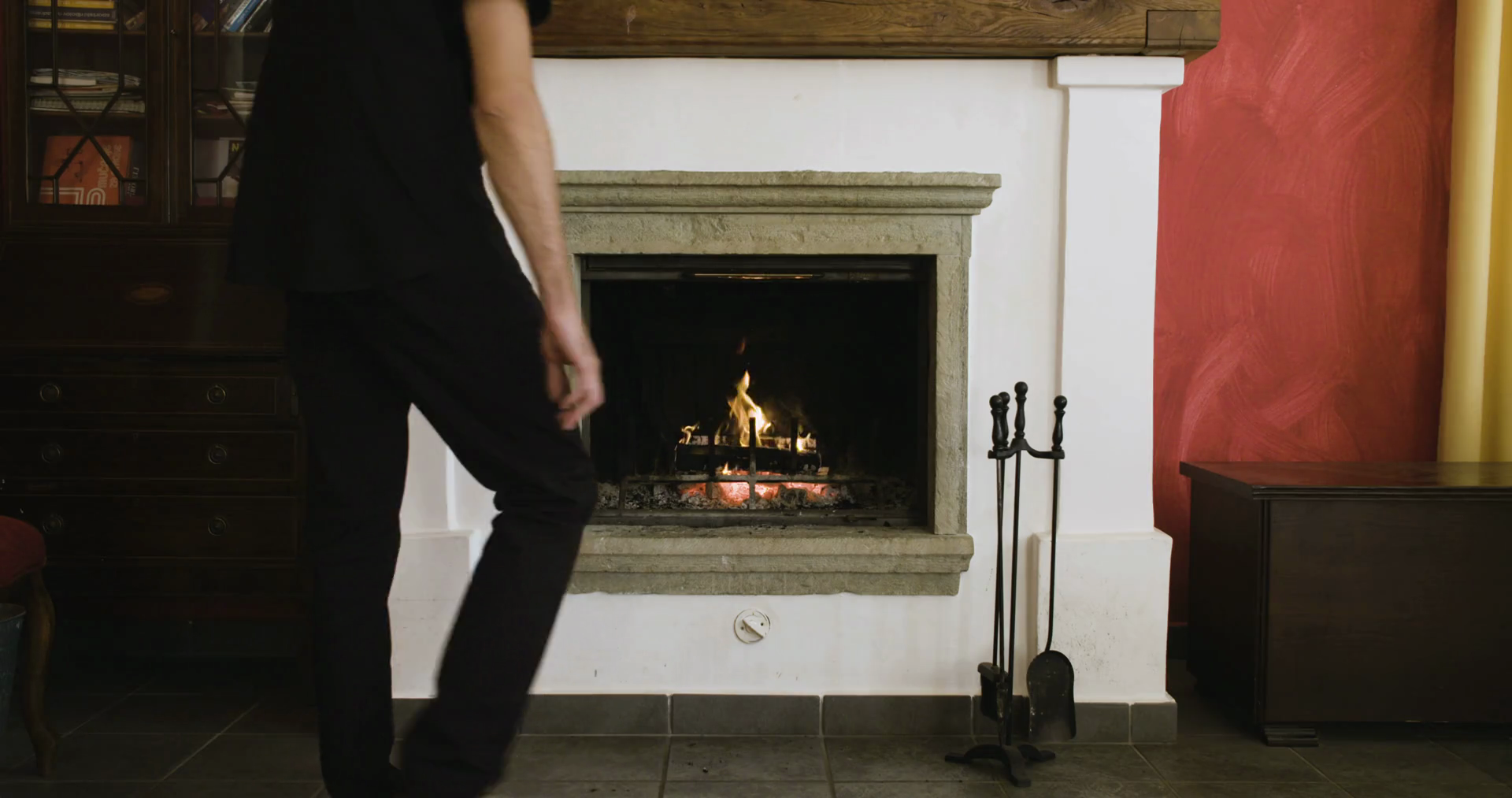 Man Poking Fire Burning In Fireplace Stock Footage SBV-328772293 ...