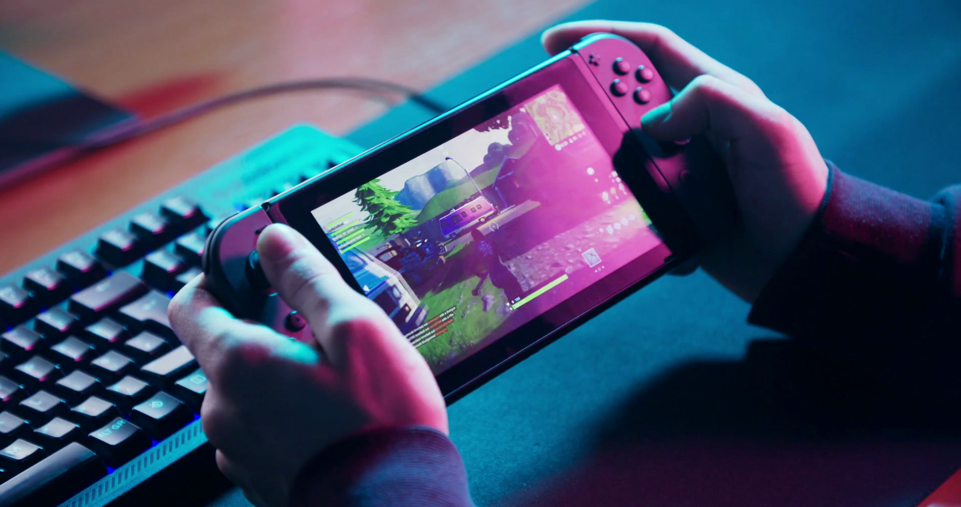 Playing Video Game On Portable Console Stock Footage SBV-332650709 ...