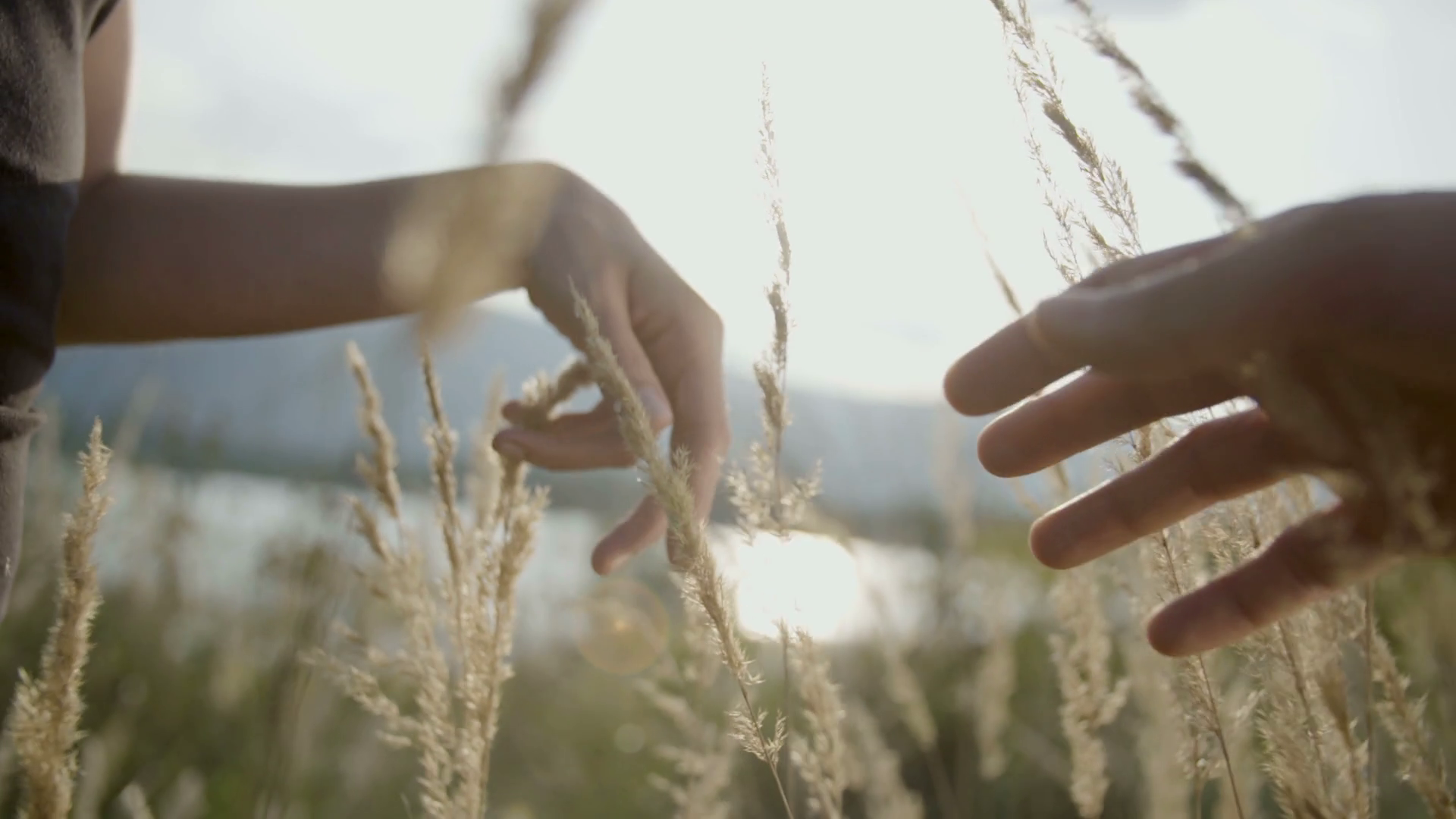 Romantic couple reaching out to each other and holding hands. Stock ...