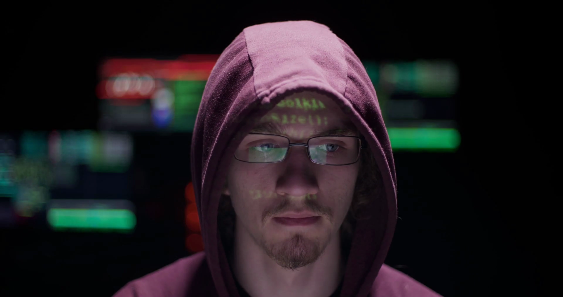 Young Hacker Working Behind Computer With Stock Footage SBV-333447394 ...