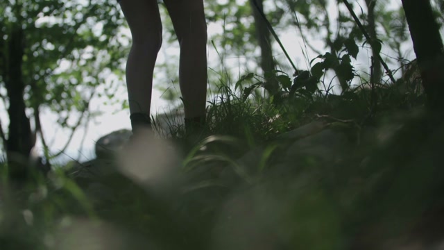Blonde Girl Running Forest Afraid Look Back Stock Footage: Royalty-Free ...