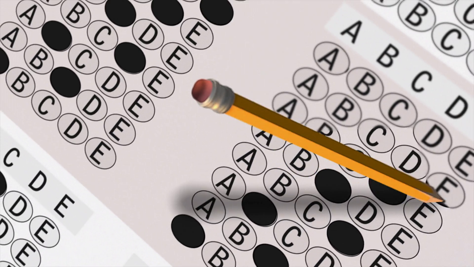 An animated pencil rushes across a standardized Test Motion Background ...