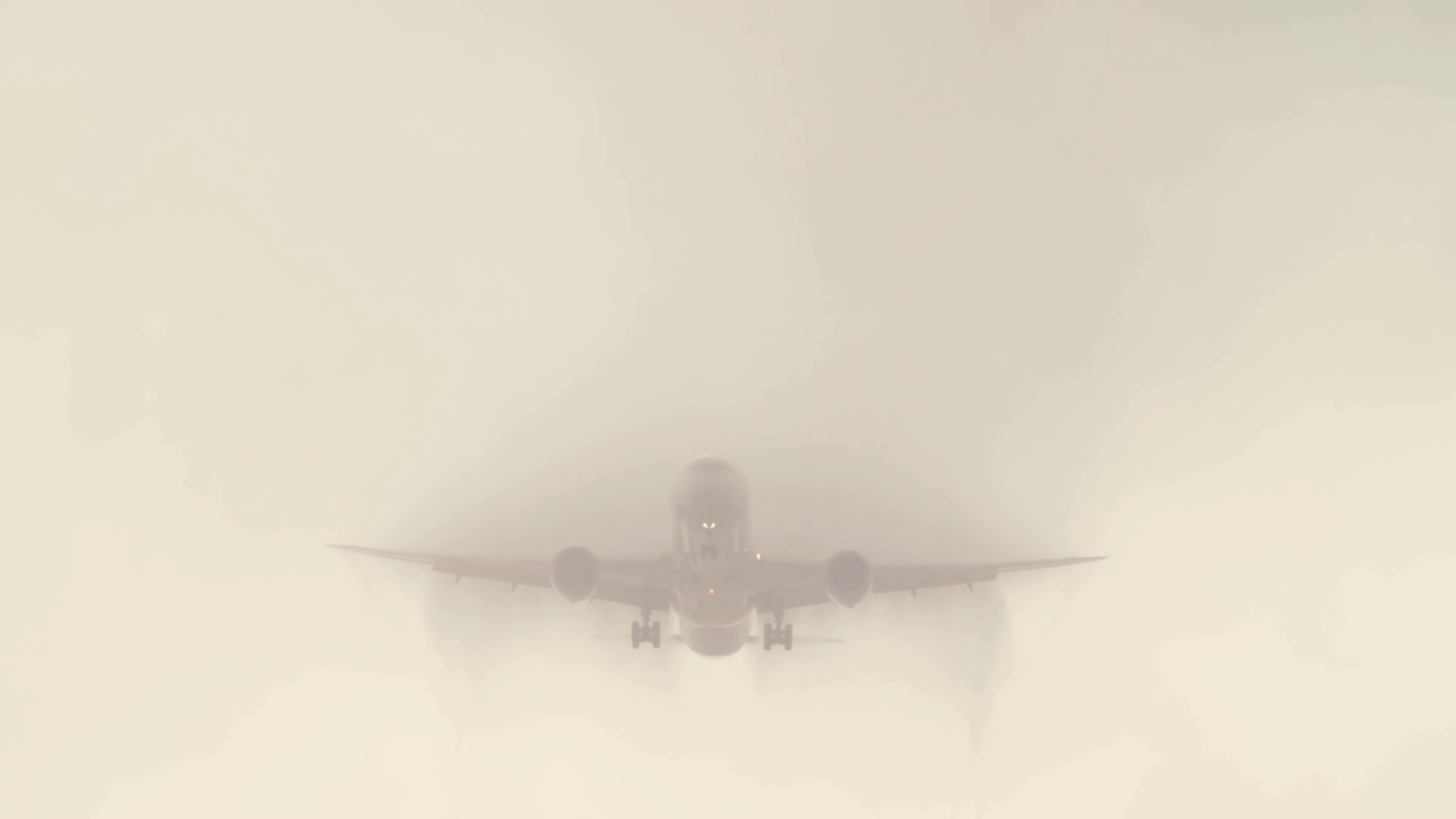 Huge Silhouetted Jet Emerges From Fog On Stock Footage SBV-337750330 ...