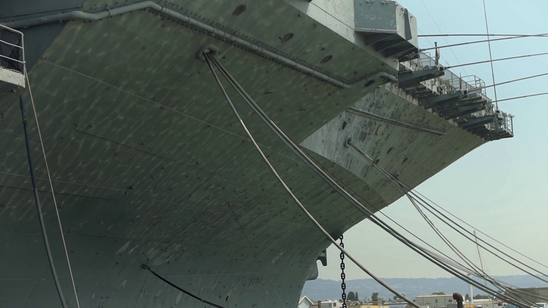 Large Cables Moor Ww2 Aircraft Carrier Uss Stock Footage SBV-328800575 ...