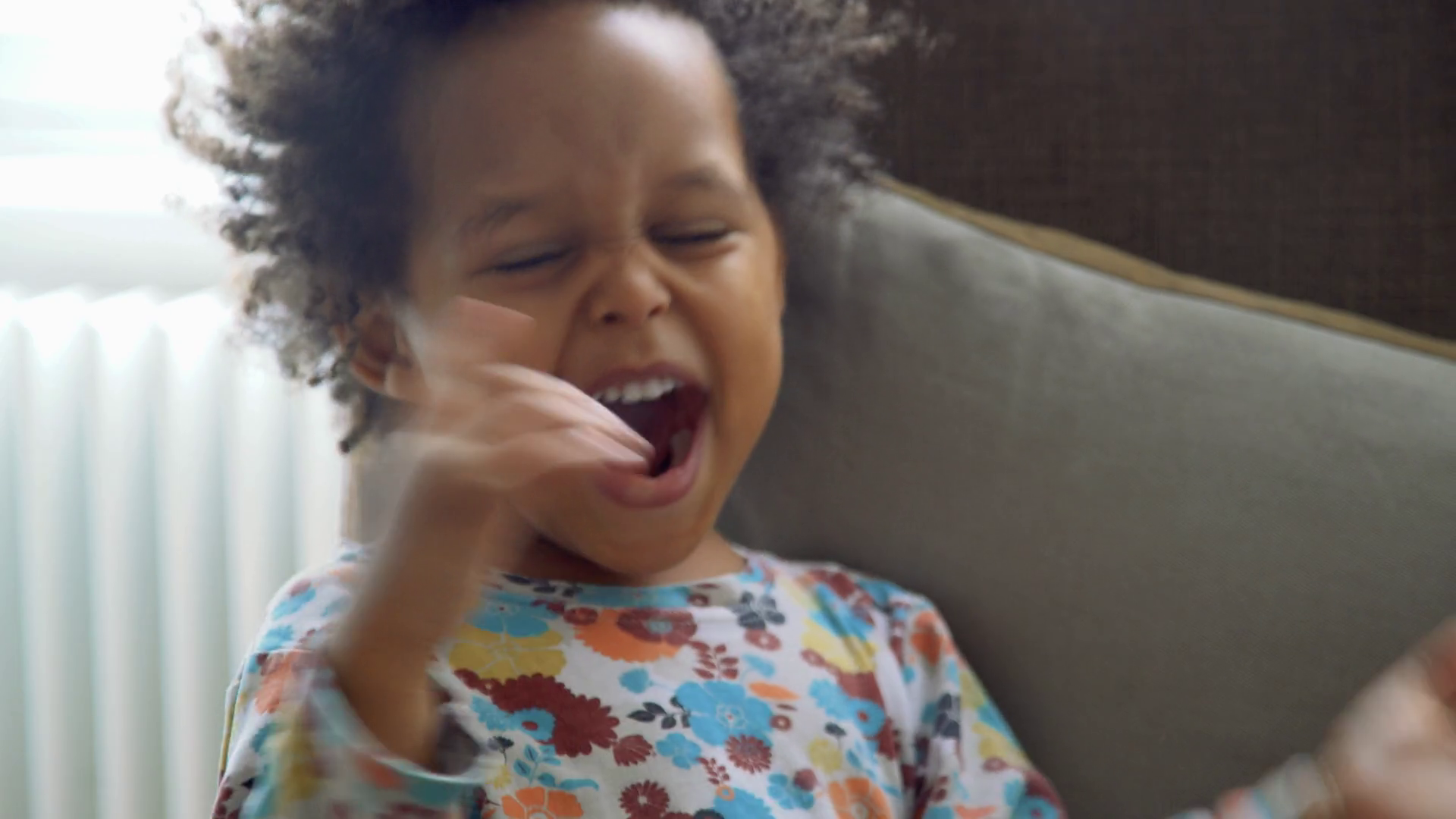 Portrait: Cute multi-ethnic Kid Surprise Reaction & laughing in fun ...