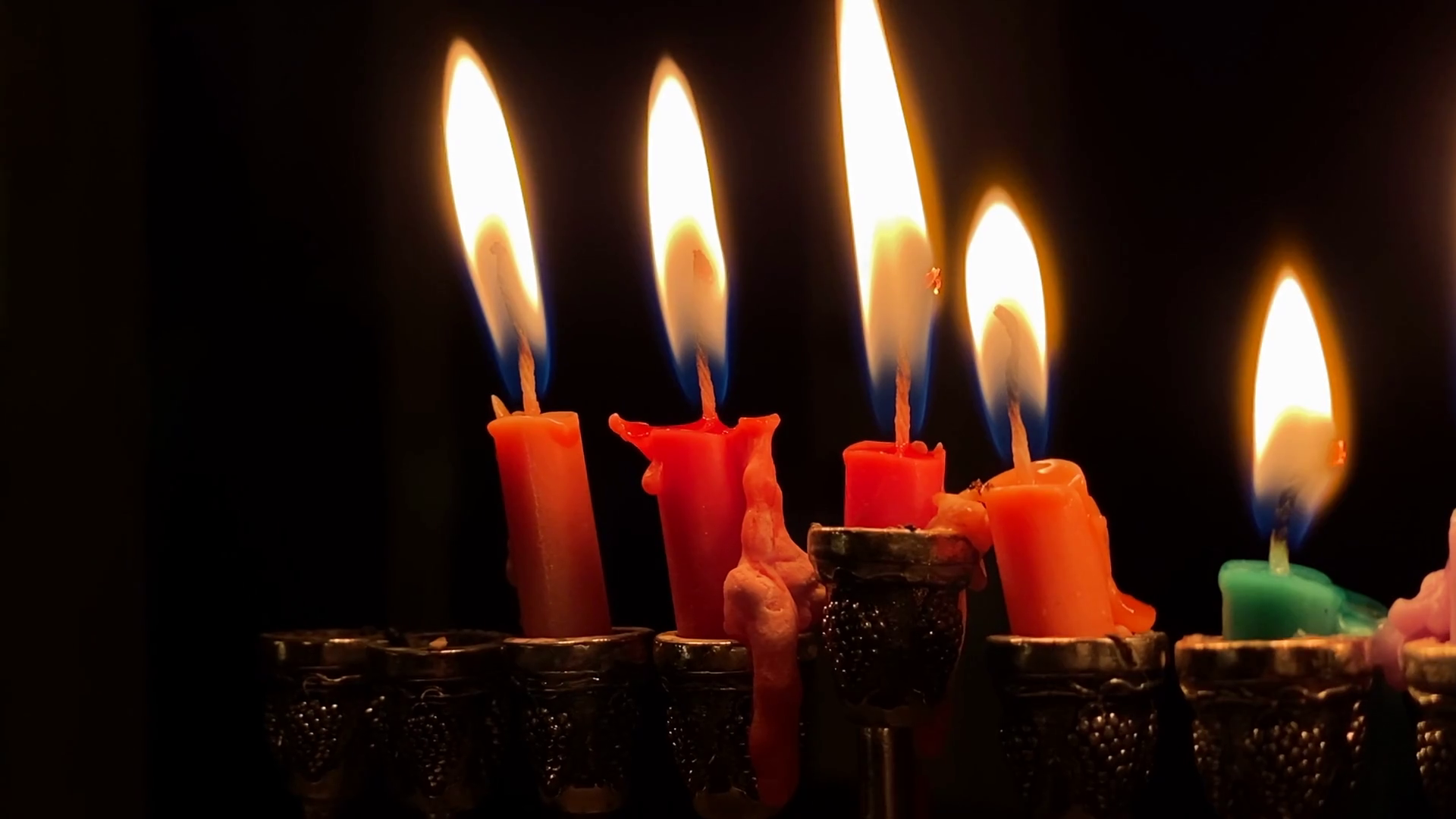 Closeup: Red Candles Burn Brightly In Stock Footage SBV-347337702 ...