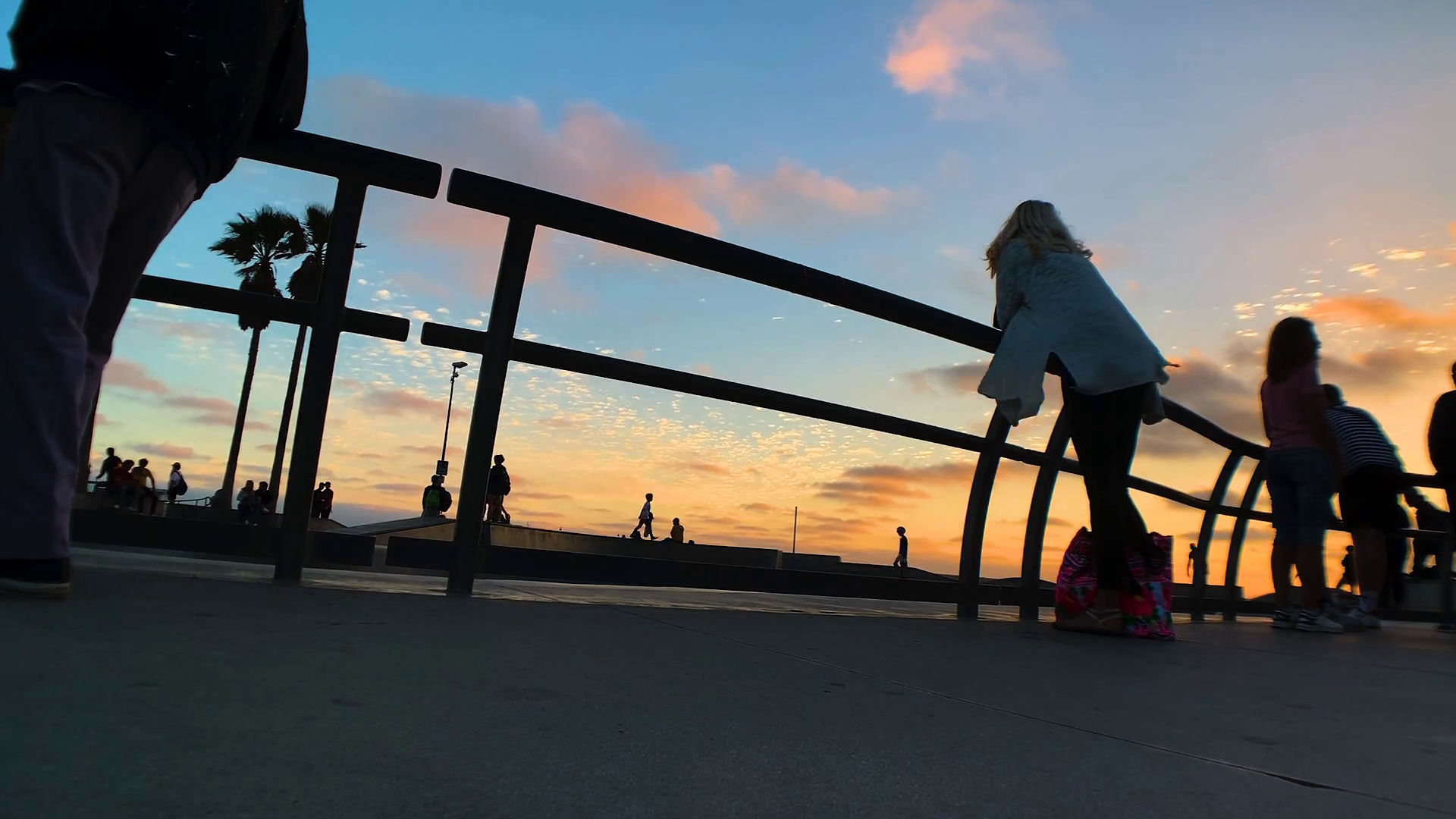 Sunset Timelapse Of Skaters & Fans At Famous Stock Footage SBV ...