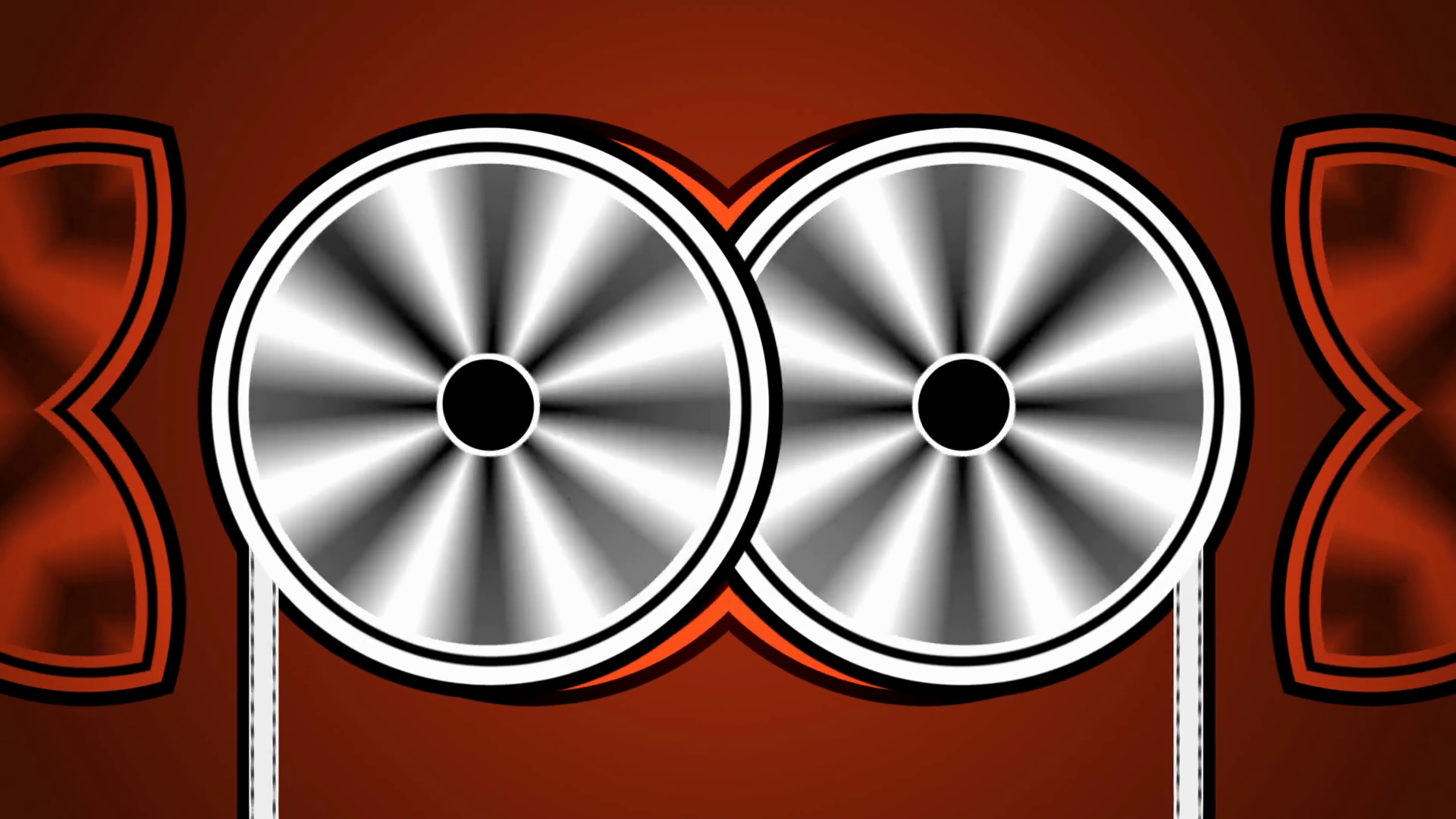 Two film / movie reels spin side by side in stylized animation Stock ...